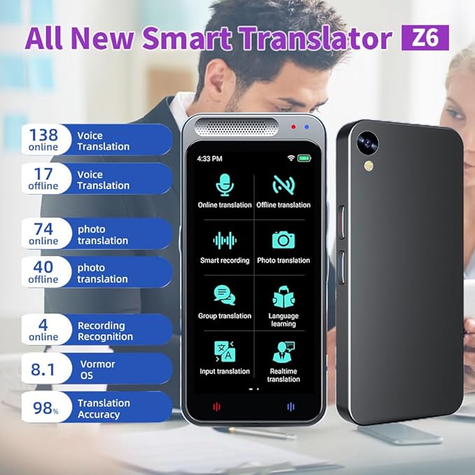 AI Smart Translator Device – Real-Time 100+ Language Translation – Al Tarab